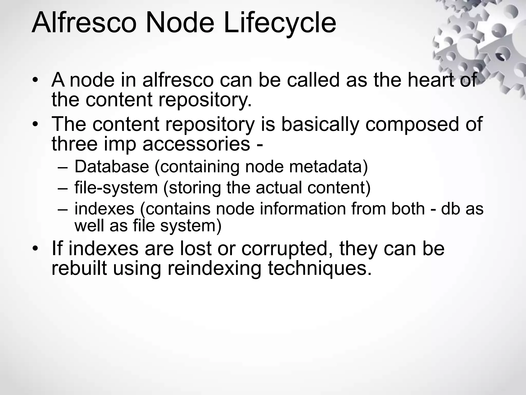 Alfresco node lifecyle, services and zones | PPT