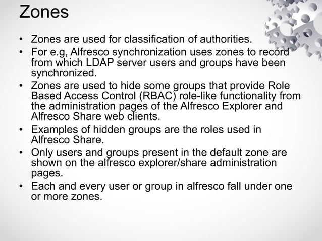 Alfresco node lifecyle, services and zones | PPT | Databases | Computer Software and Applications