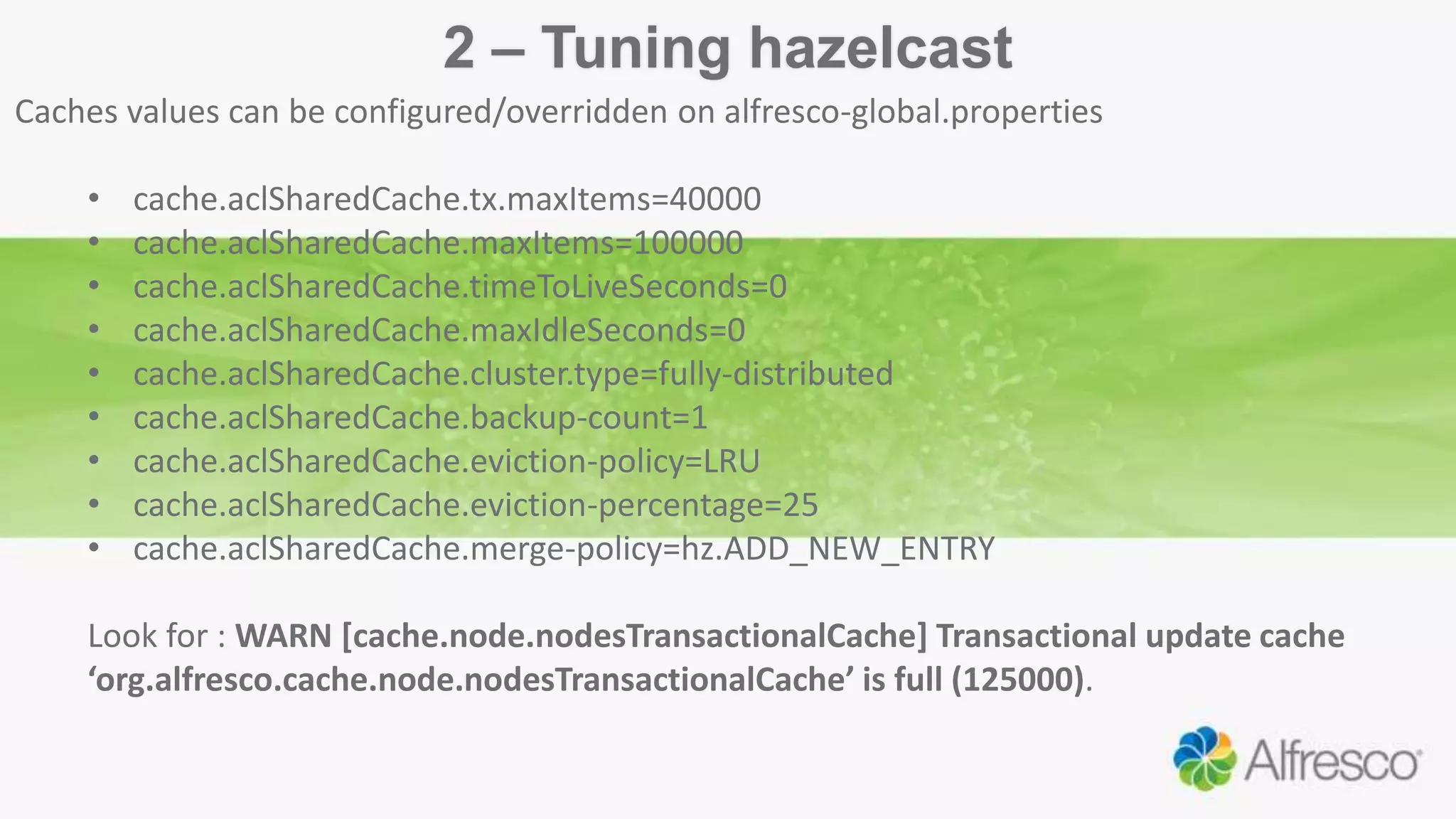 Alfresco tuning part2 | PPTX | Databases | Computer Software and Applications