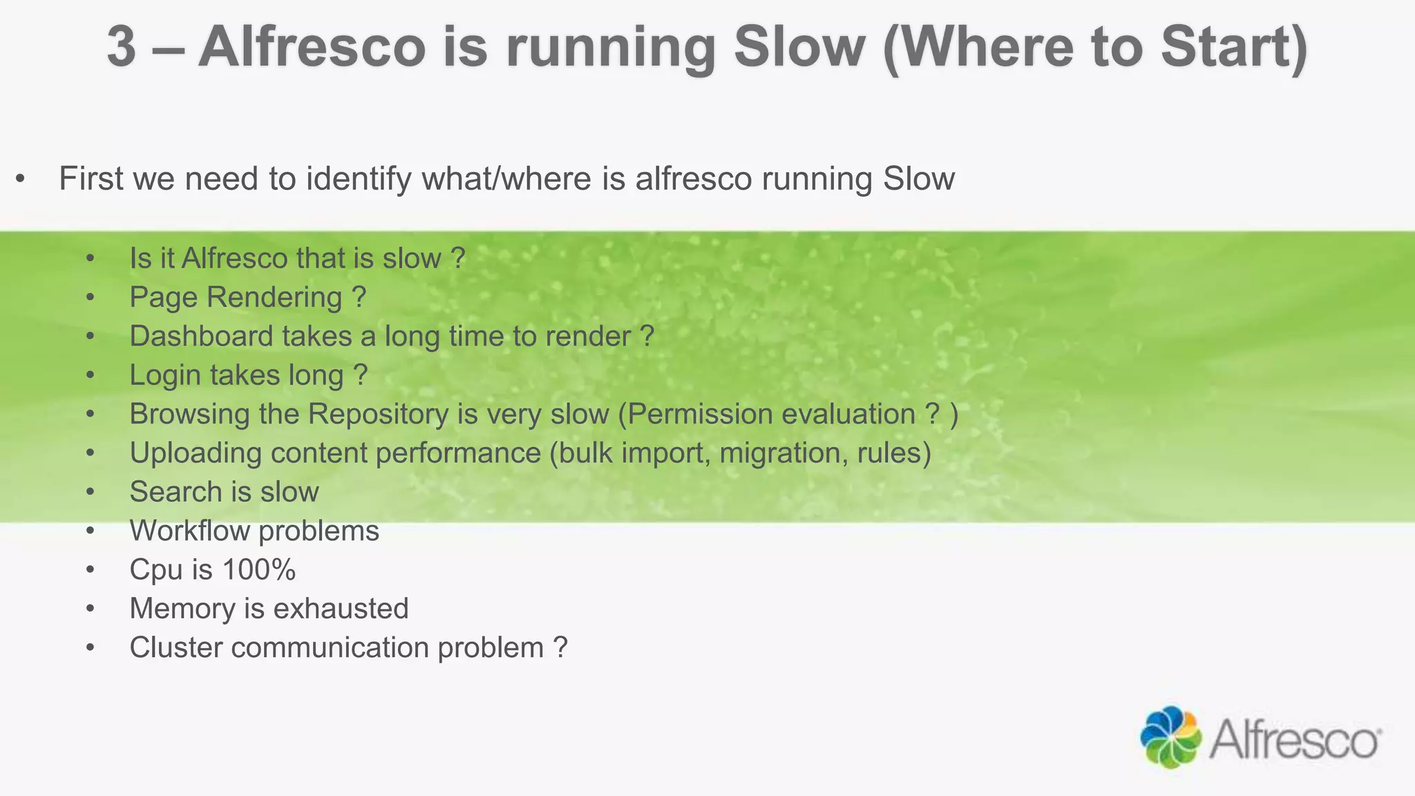 Alfresco tuning part2 | PPTX | Databases | Computer Software and Applications
