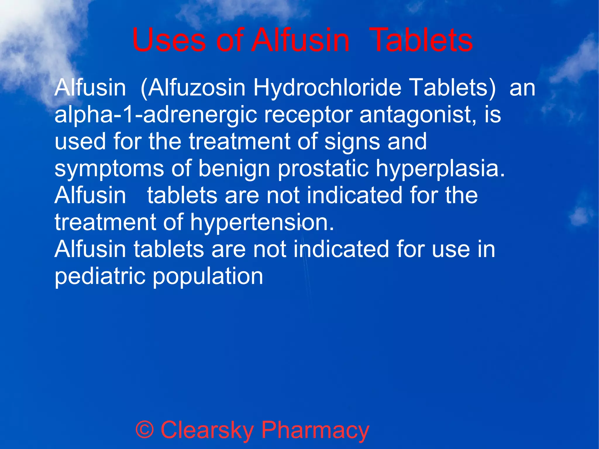 Alfusin (Alfuzosin Hydrochloride Tablets) | ODP
