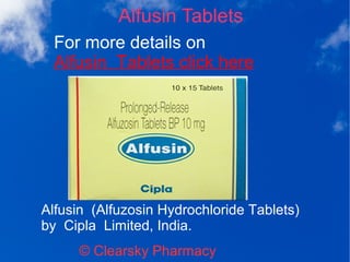 Alfusin (Alfuzosin Hydrochloride Tablets) | ODP