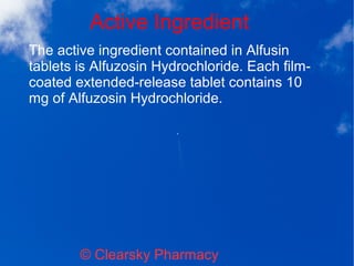 Alfusin (Alfuzosin Hydrochloride Tablets) | ODP