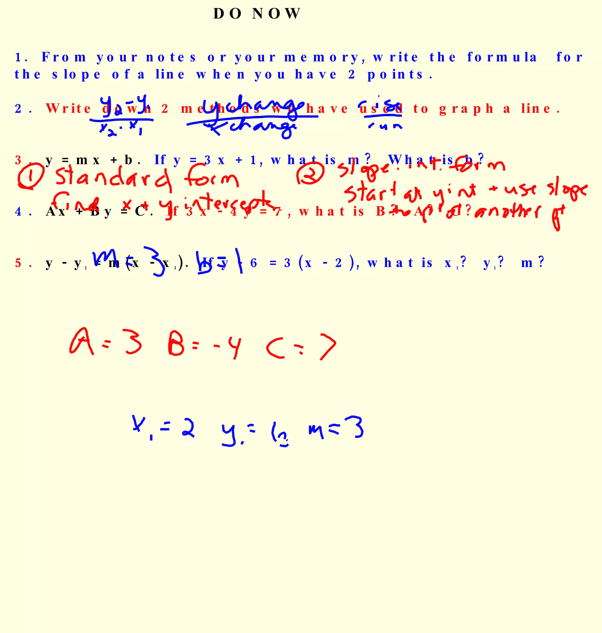 Alg. 1 day 60 6 4 point slope form | PDF