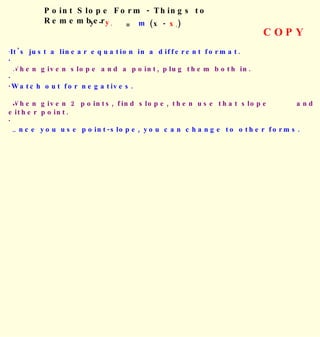 Alg. 1 day 60 6 4 point slope form | PPT