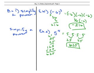 Alg 1.4 Notes Exponents | PDF