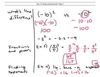 Alg 1.4 Notes Exponents | PDF