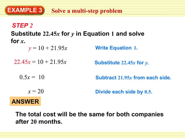 Solving Applications Using Substitution | PPT