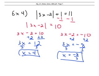 Alg 2.5 Notes Solve Absolute Value | PPT