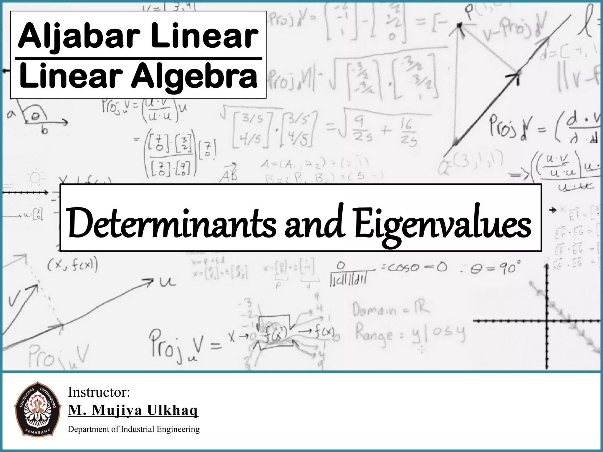 Linear Algebra - Determinants and Eigenvalues | PDF