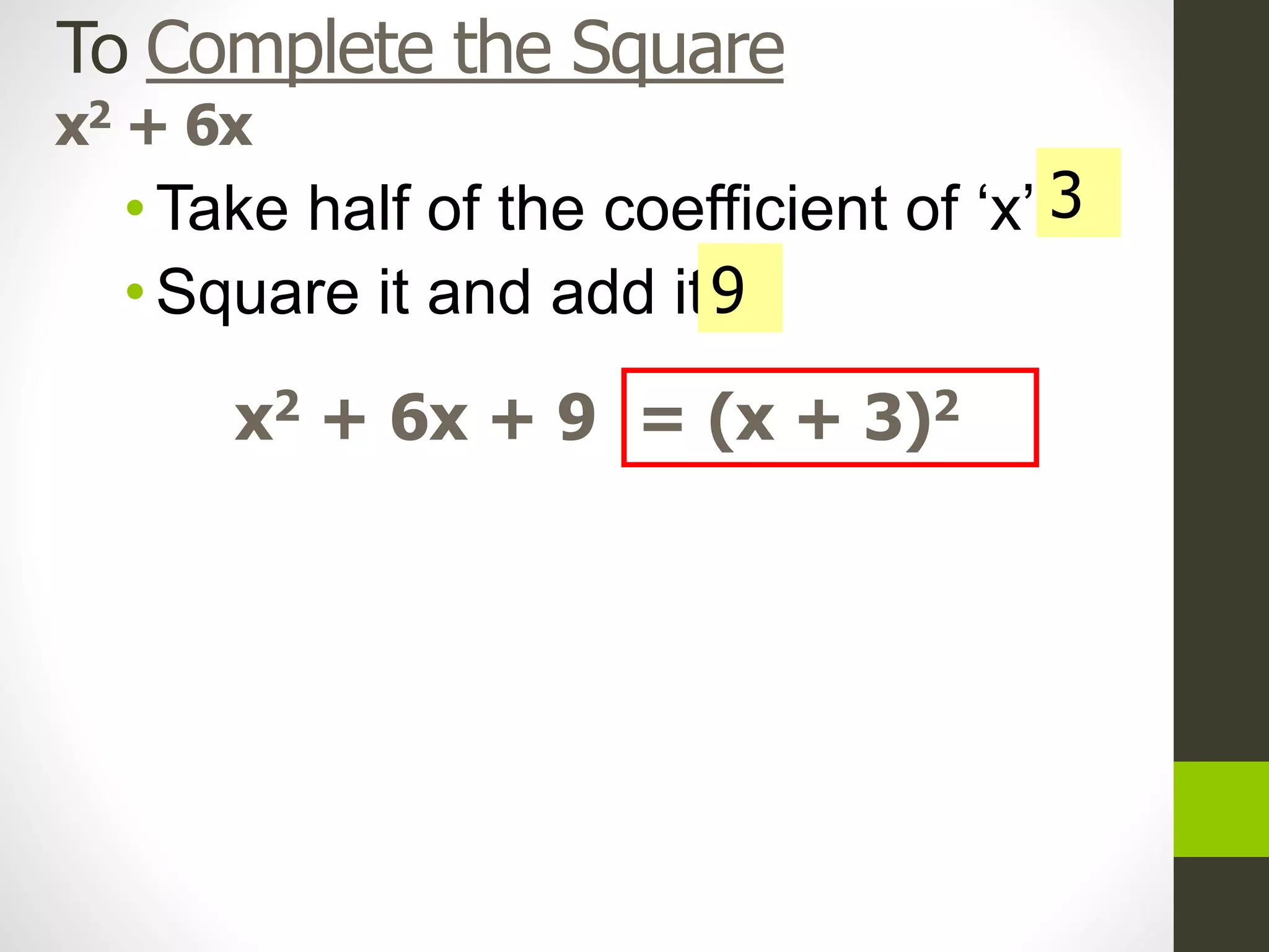 Alg 2 completing the square | PPT