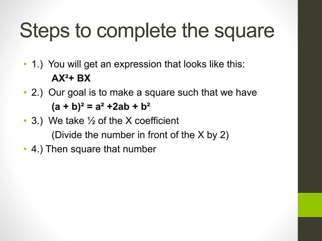 Alg 2 completing the square | PPT