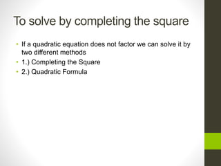 Alg 2 completing the square | PPT