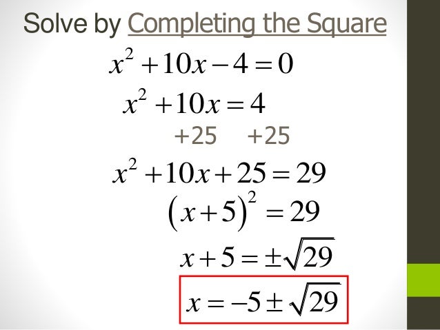 Alg 2 completing the square