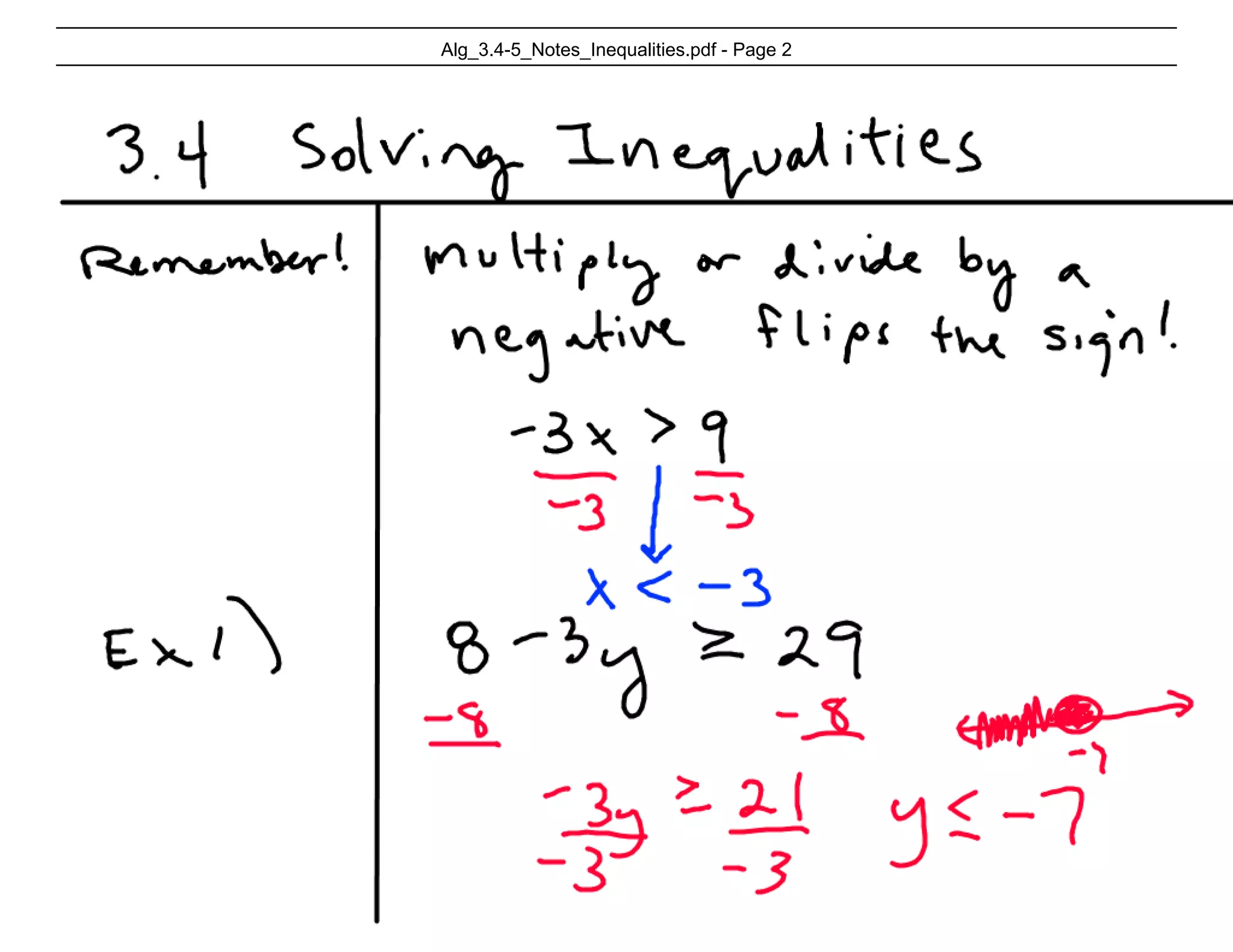 Alg 3.4-5 Notes Inequalities | PDF | Educational Assessment | Education