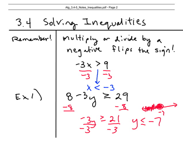 Alg 3.4-5 Notes Inequalities | PDF | Educational Assessment | Education