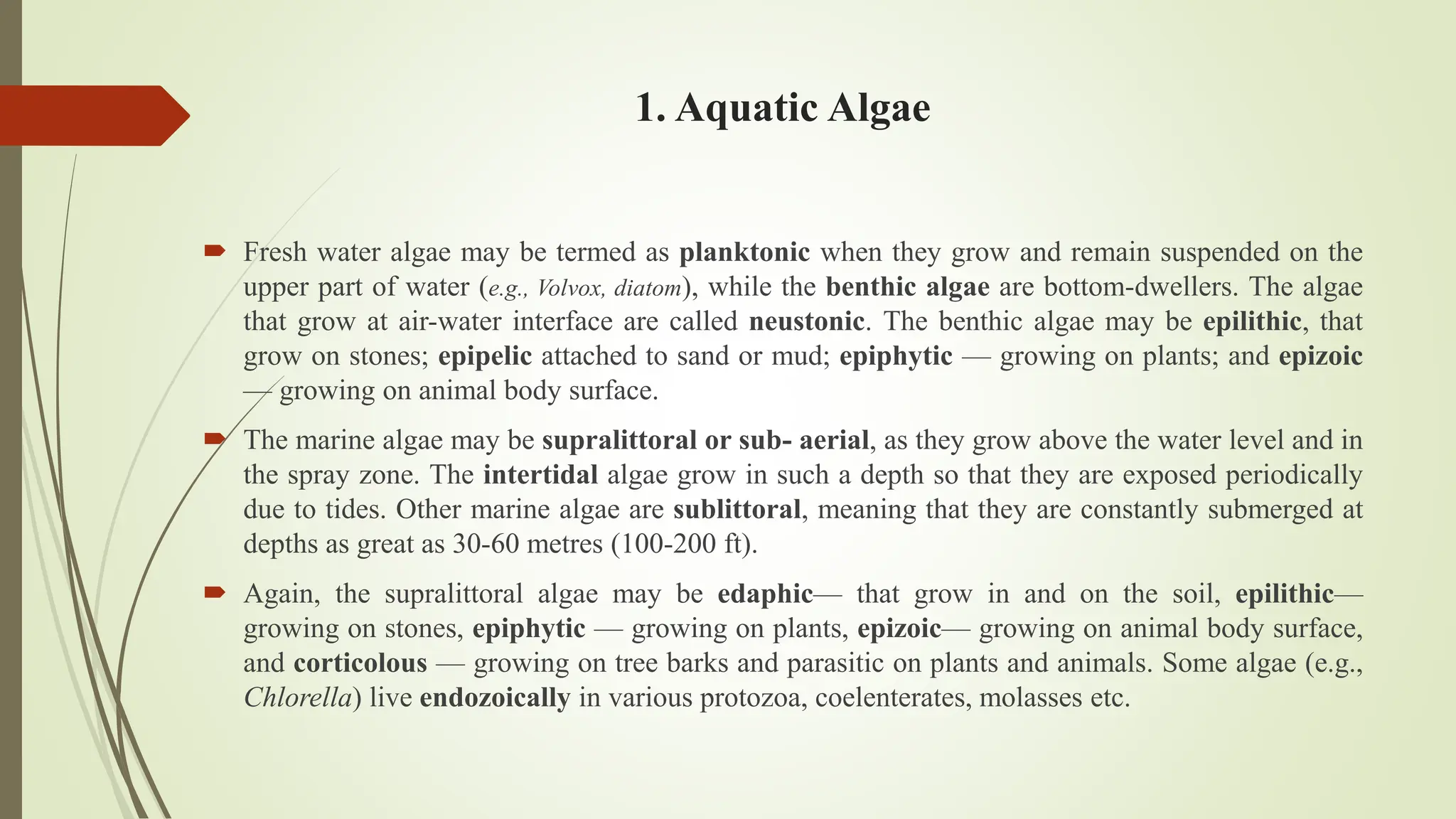ALGAE - Habitat and Distribution for B.Sc Semester -I as per NEP ...