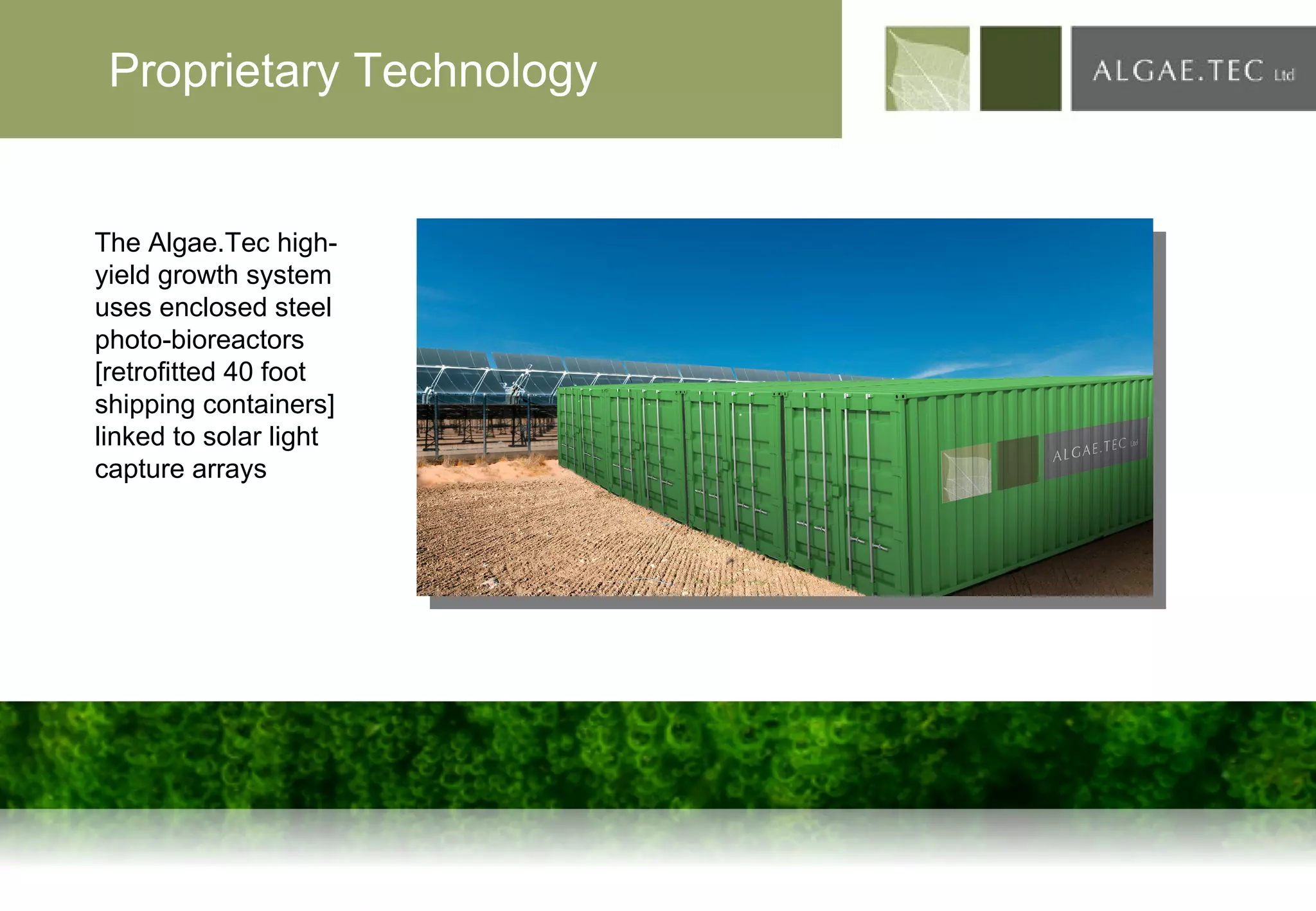 Algae.Tec Advanced Biofuels: Investor Presentation | PPT