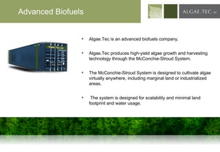 Algae.Tec Advanced Biofuels: Investor Presentation | PPT | Chemistry | Science