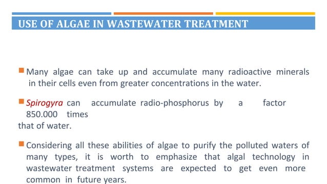 Use of Algae for waste water treatment | PPT