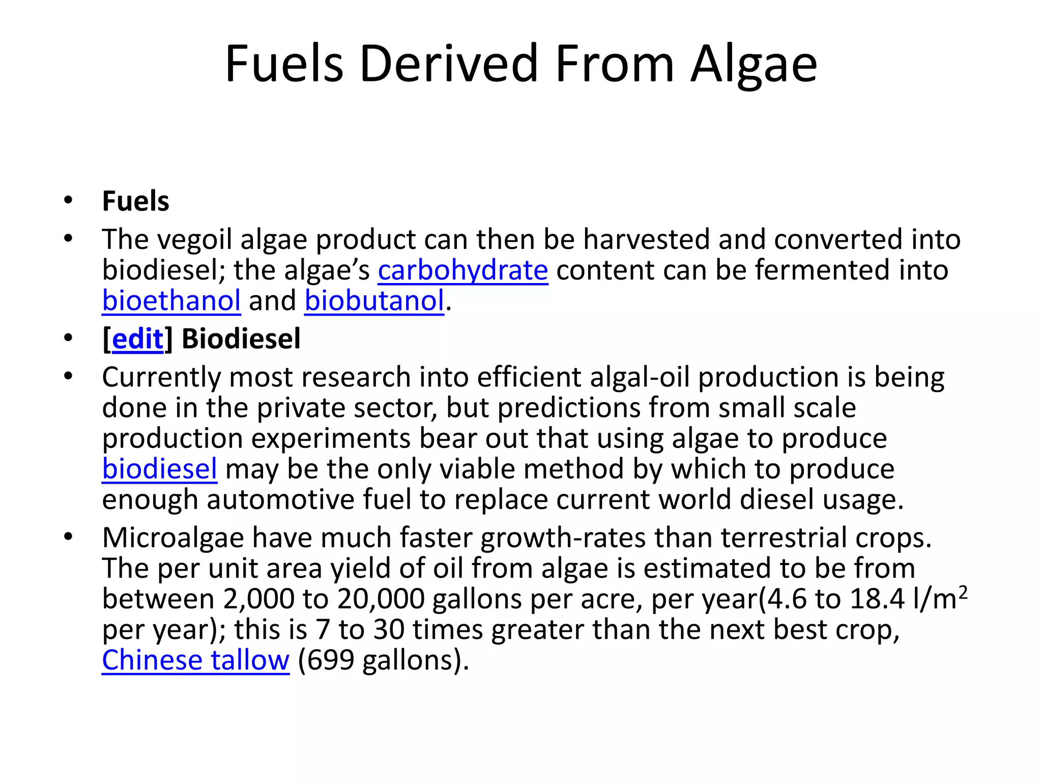 Algae Based Biofuels | PPTX