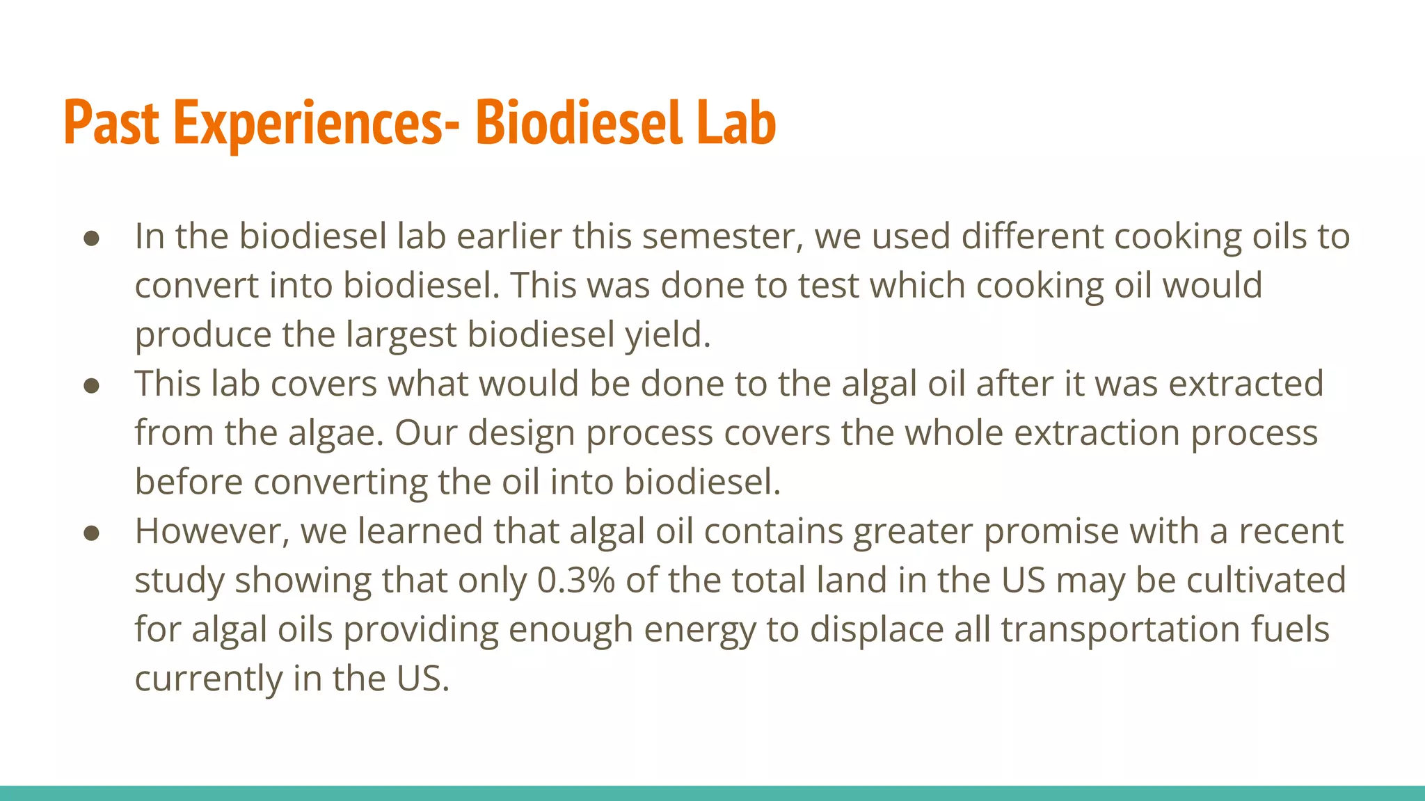 Algae biodiesel project | PPTX