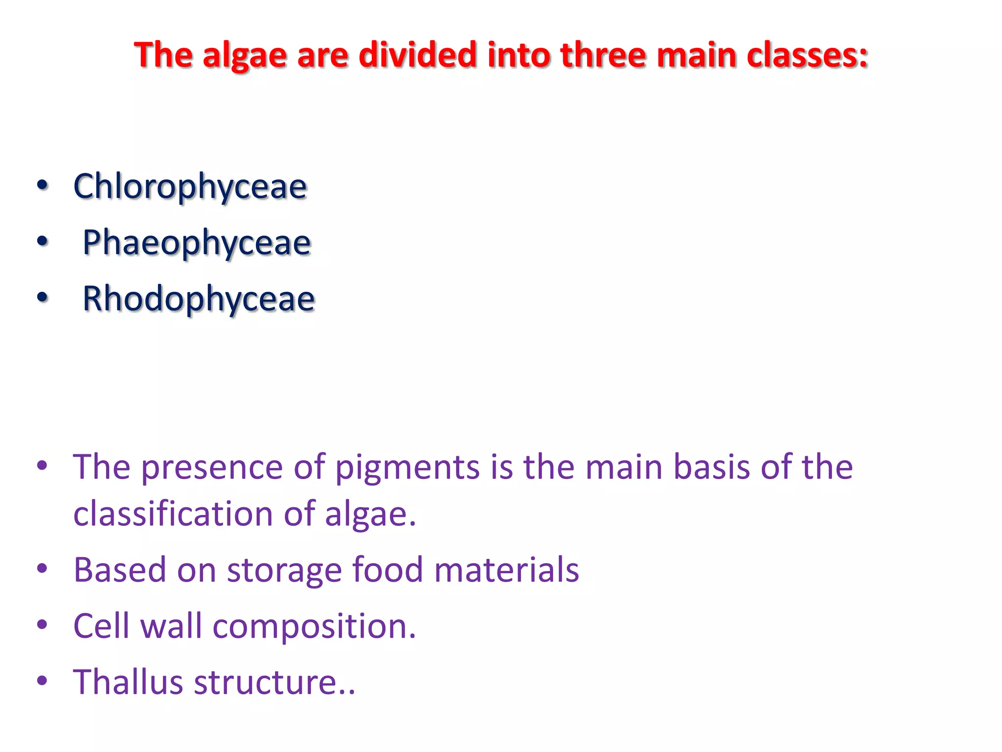 Algae classification and Bryophytes | PPTX