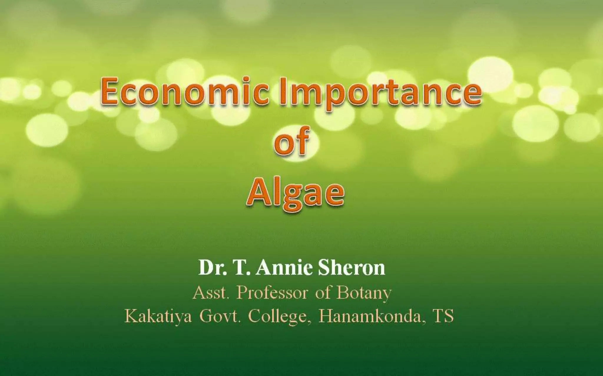 Algae Economic Importance | PPTX