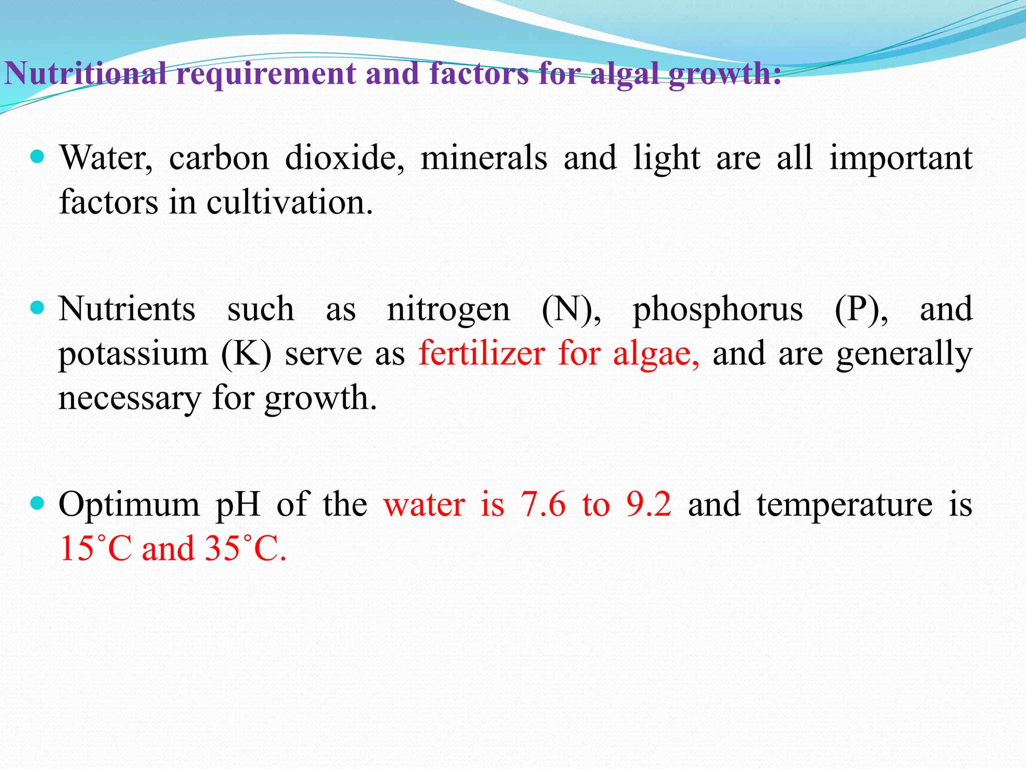 Symbiotic algae, Measurement of algal growth, Algal strain selection, Cultivation of algae ...