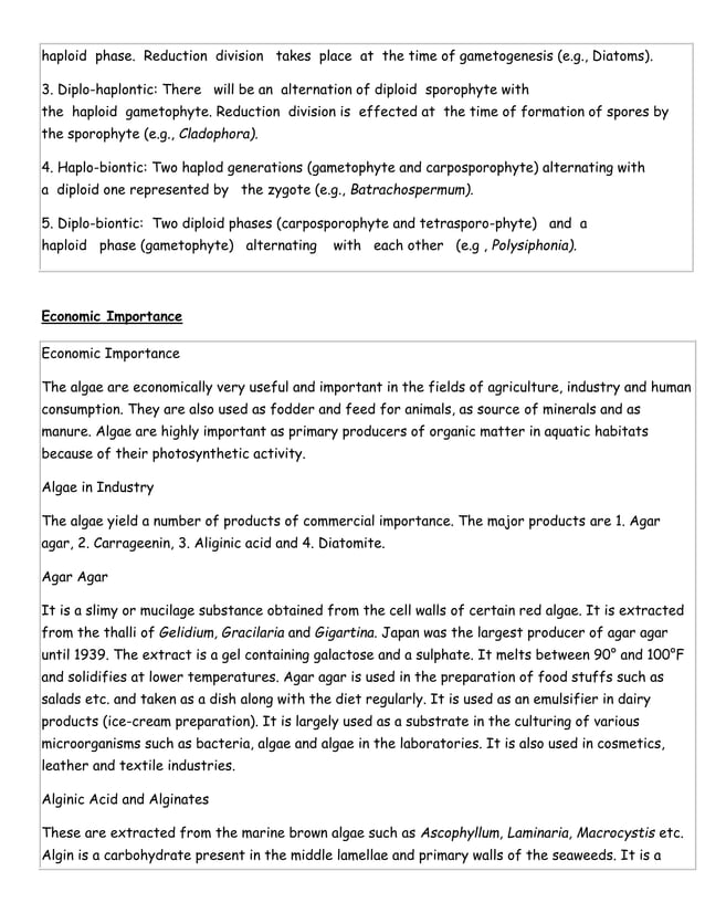 Algae notes (1) | PDF