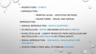 algae uses of algae types of algae reproduction of algae | PPT