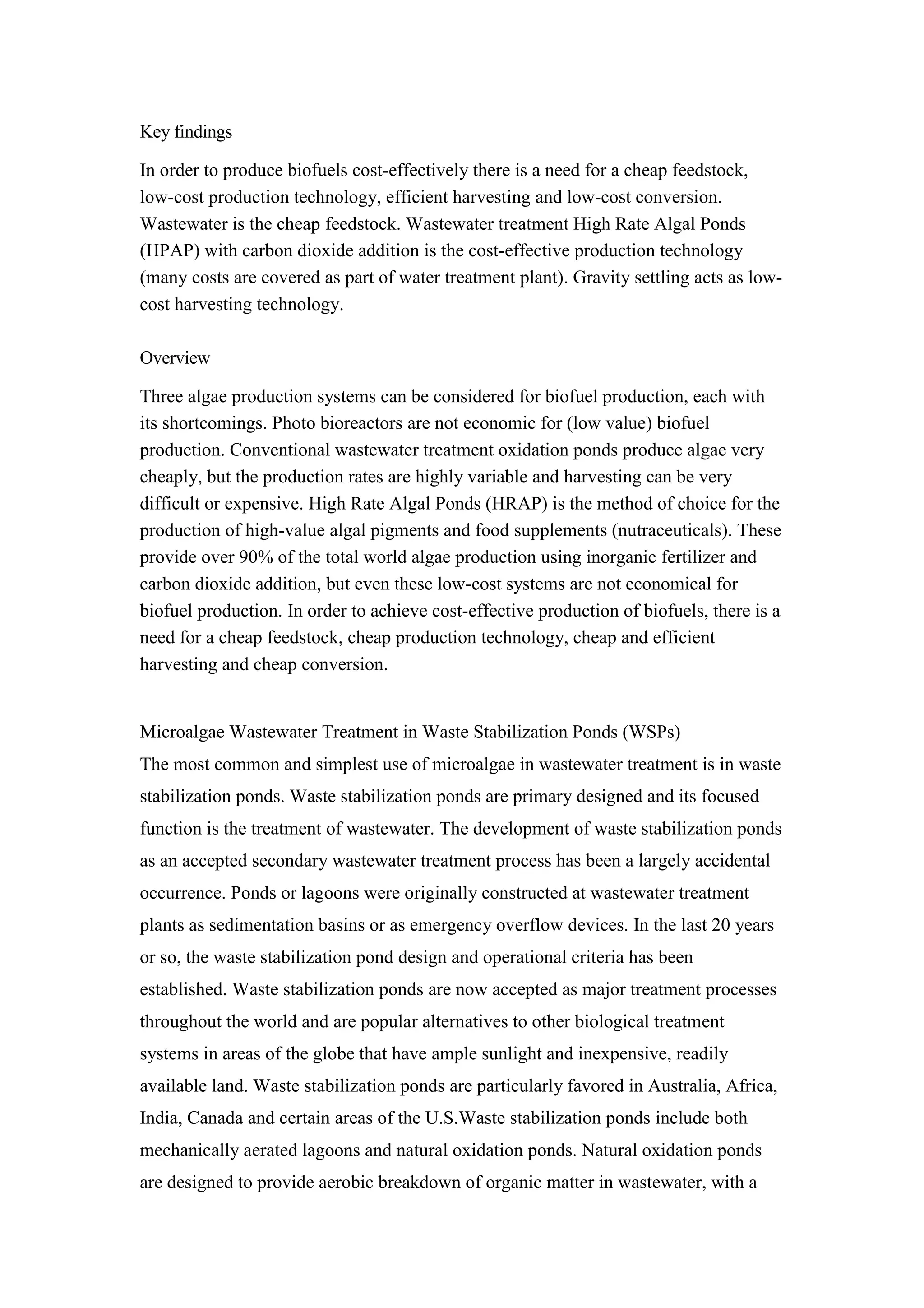 Algae wastewater treatment for biofuel production | DOCX