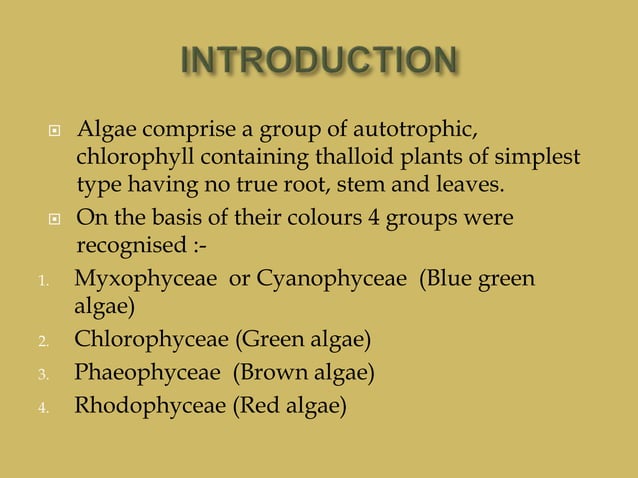 Algal classification on the basis of chloroplast pigment | PPTX