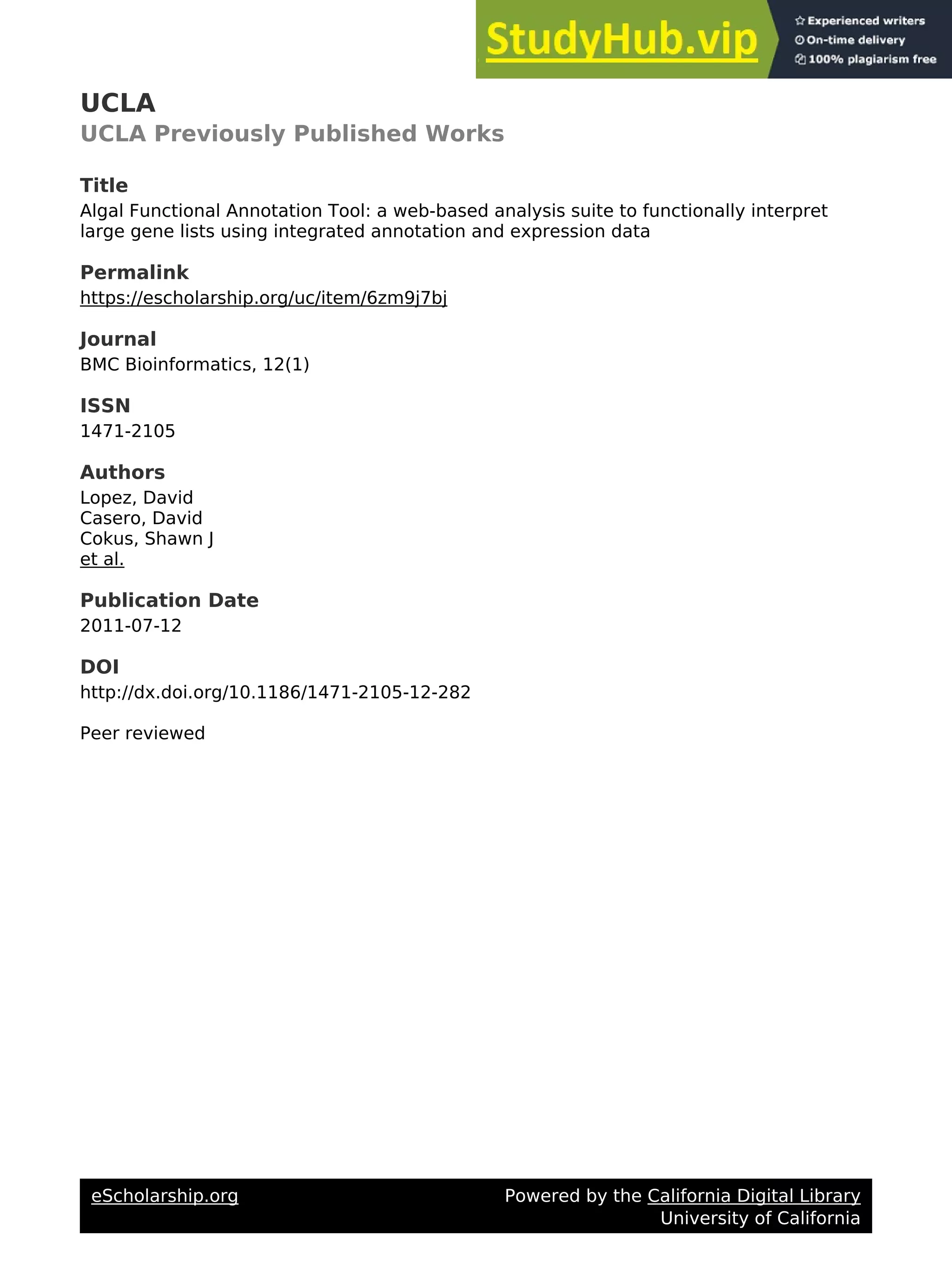 Algal Functional Annotation Tool | PDF