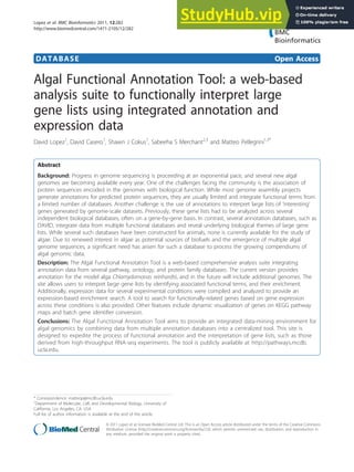 Algal Functional Annotation Tool | PDF | Biological Sciences | Science