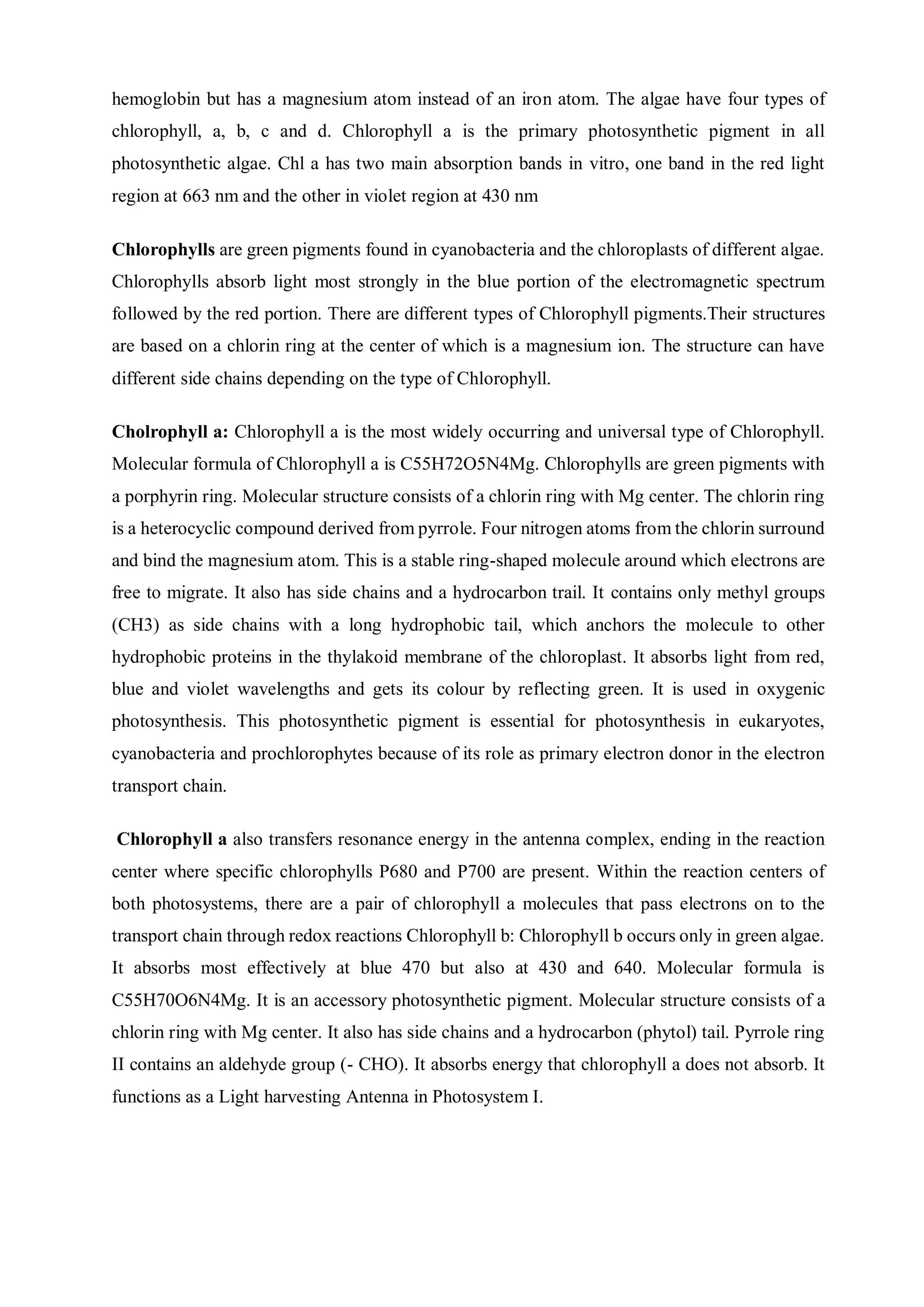 ALGAL PIGMENTS DIFFERENT PIGMENTS FOUND IN ALGAE AND THEIR ROLE IN ...