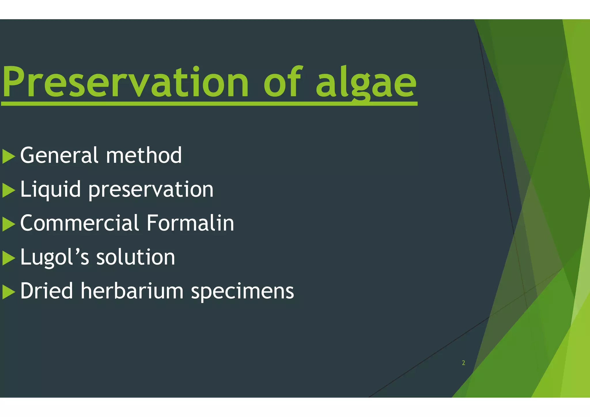 Algal preservation | PDF
