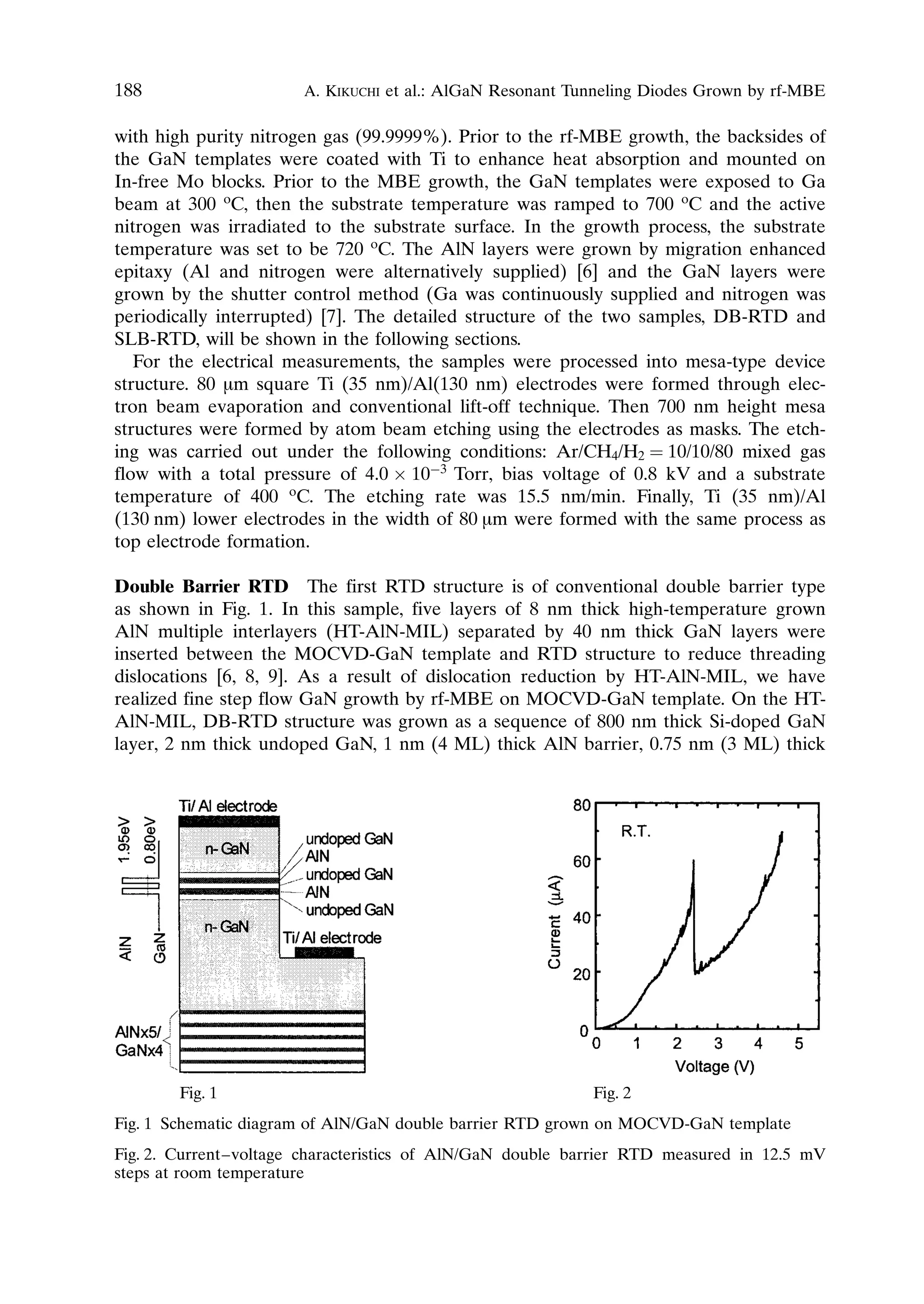 Al gan resonant tunneling diodes grown by rf mbe | PDF