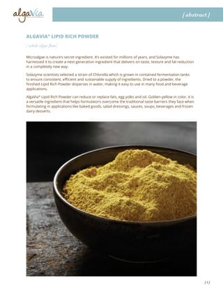 AlgaVia by TerraVia - Algal Food Ingredients | PDF