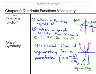Alg Ch9 Vocabulary- Quadratics | PPT