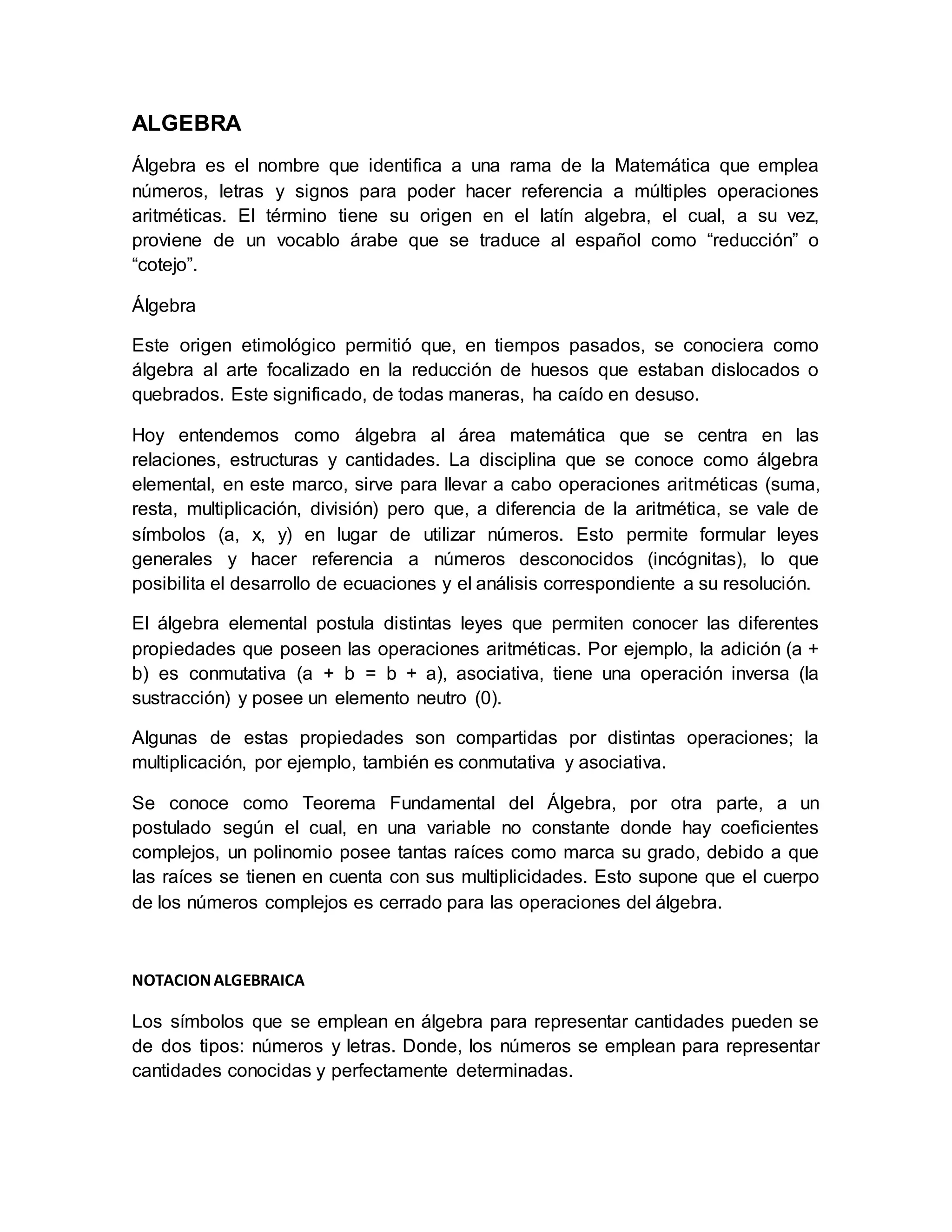 Algebra y sus funciones | DOCX