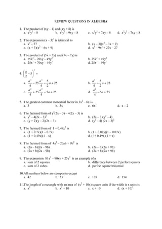 Algebra | PDF
