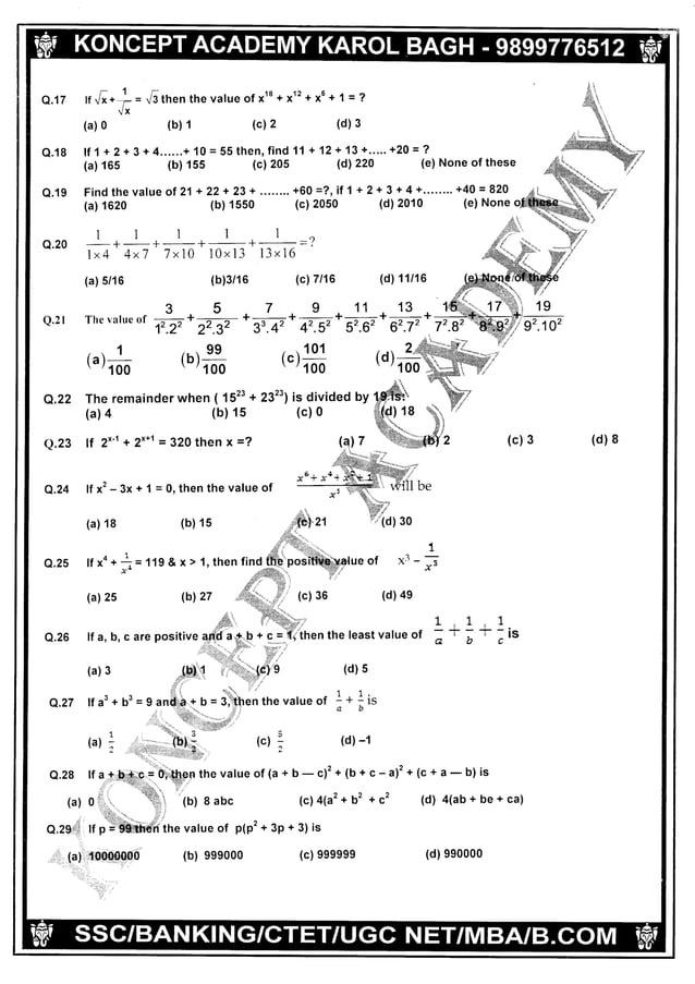 SSC CGL Algebra not practice | PDF