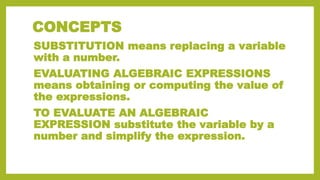 Evaluating Algebraic Expressions | PDF
