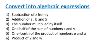 algebra class 7 ncert maths ppt. easy way of teaching algebra | PPTX
