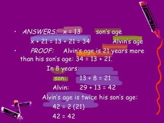 SAT-EXAM Algebra age problem | PPTX