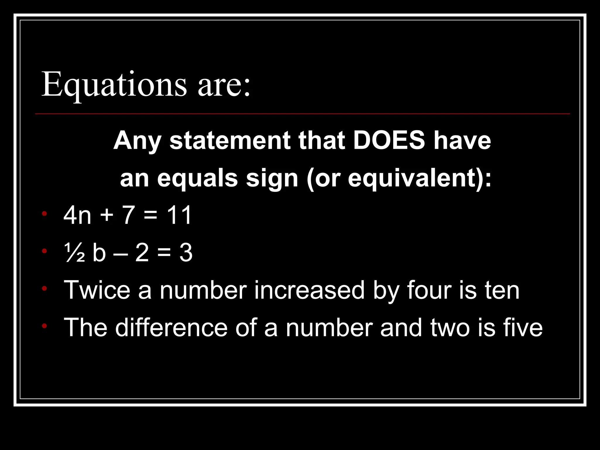 Algebra Expressions and Equations | PPT