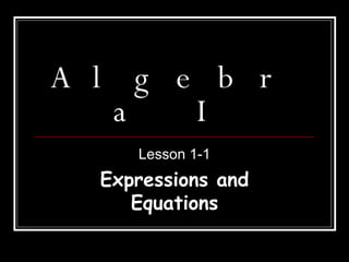 Algebra Expressions and Equations | PPT