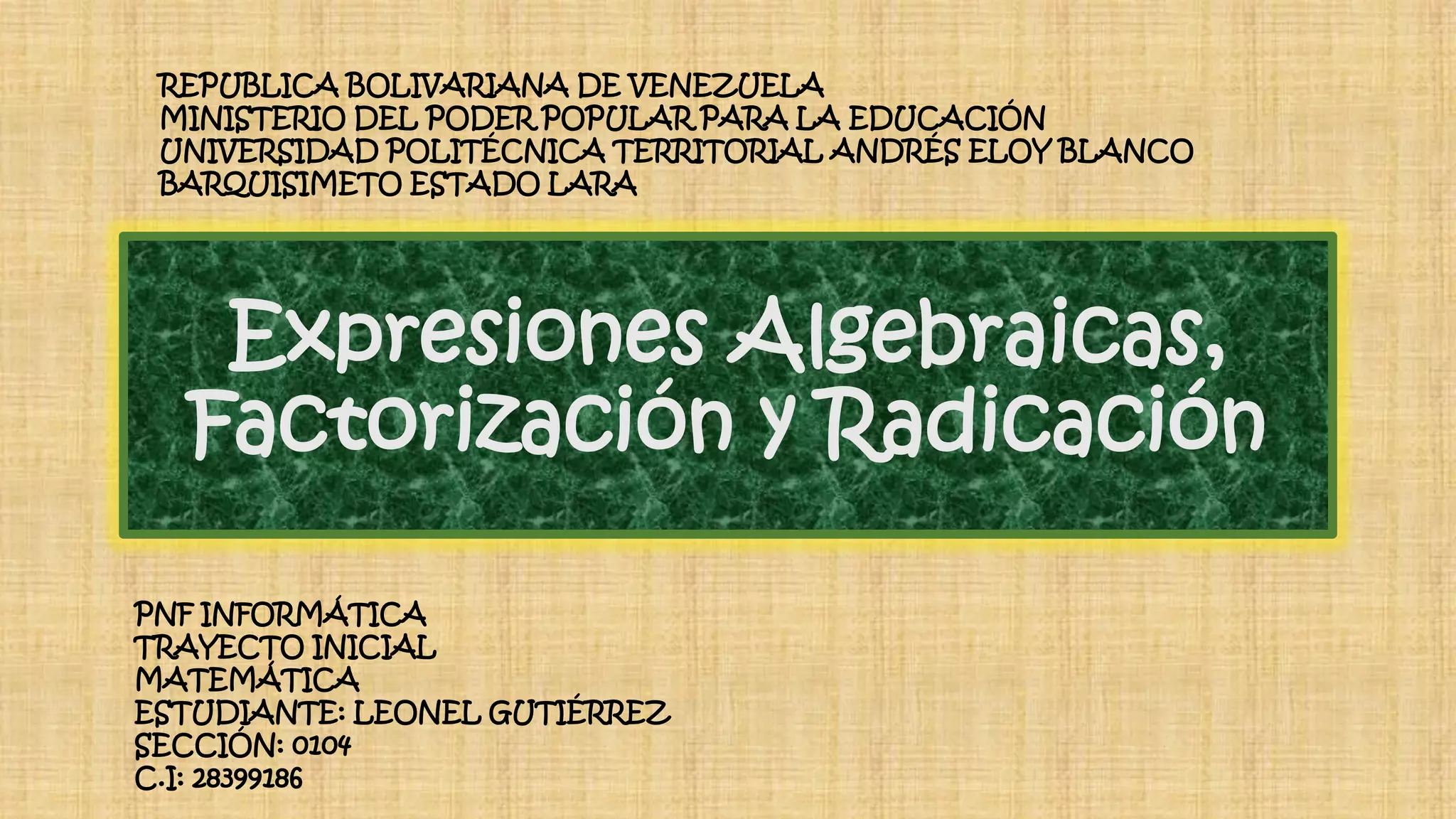 Algebra leonel gutierrez | PDF