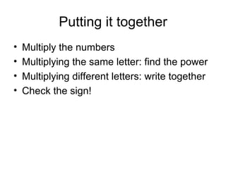 Algebra: multiplying terms | PPT